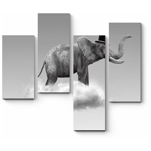 Модульная картина Летающий слон 74x69