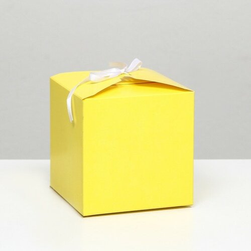 Коробка складная, квадратная, жёлтая, 12 х 12 х 12 см,