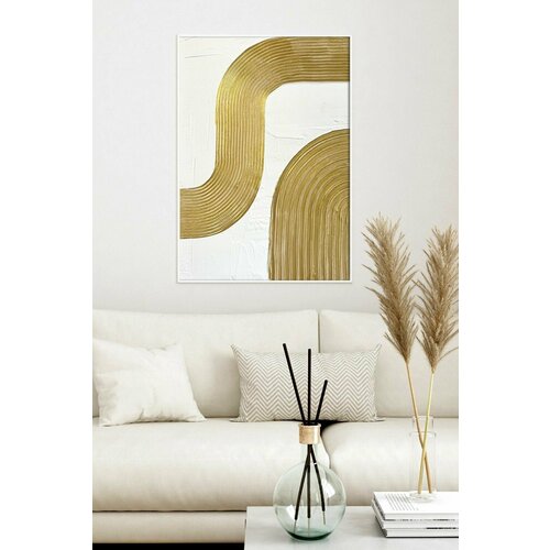Картина для интерьера рельефная DECORMARKT Золотые полосы #3, размер 50х70 см, декор для дома ручной работы в скандинавском стиле