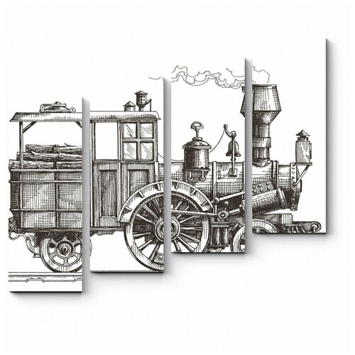 Модульная картина Старинный поезд 90x78