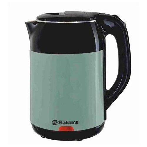 Чайник электрический Sakura SA-2168BGR двухслойный, черный/зеленый 1.8л