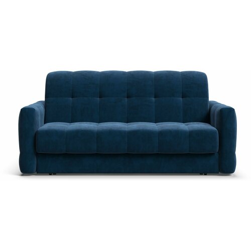 Выкатной диван-кровать с ящиком для хранения Boss Sleep 160, аккордеон, велюр Monolit синий, 203x119x91 см