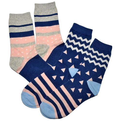 Носки Kawaii Crush, 2 пары, размер 36-41, голубой, серый, розовый