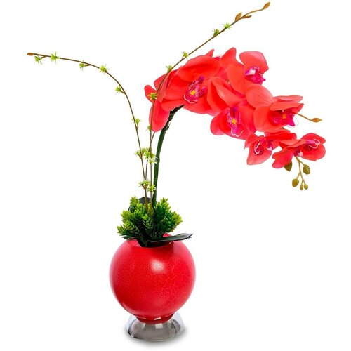 Композиция Алые орхидеи в вазе с LED-подсветкой