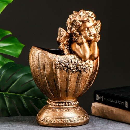 Хорошие сувениры Фигурное кашпо "Ангел в вазе" бронза 1,2 л / 20х36х20см