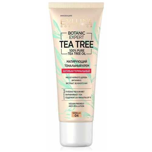 Eveline Cosmetics Тональный крем Botanic Expert Tea Tree, SPF 10, 30 мл/30 г, оттенок: 04 vanilla, 1 шт.