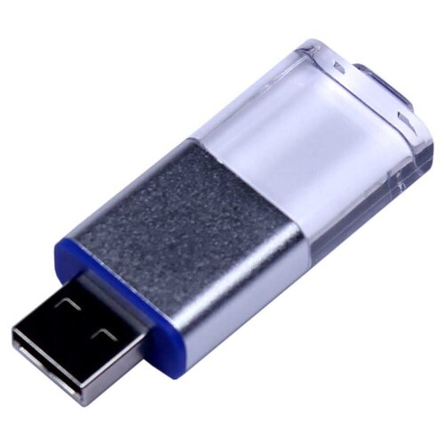Пластиковая флешка с выдвижным механизмом и кристаллом (32 Гб / GB USB 2.0 Синий/Blue cristal10)
