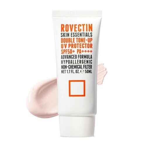 Тонирующий солнцезащитный крем для лица на физических фильтрах ROVECTIN Skin Essentials Double Tone-up UV Protector SPF50+PA++++, 50 мл
