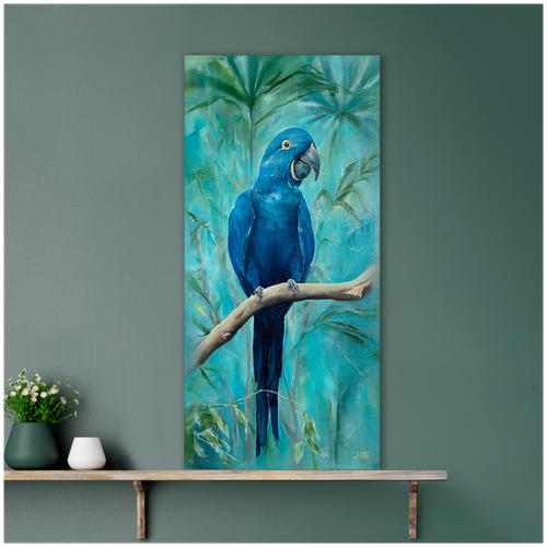Картина ручной работы/"Тропический попугай" 35х70см
