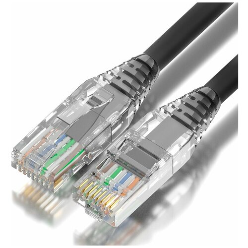 Патч-корд PROF LSZH UTP cat.5e CU ethernet high speed 1 Гбит/с RJ45 для подключения к интернету (GCR-LSZH54), черный, 0.2м
