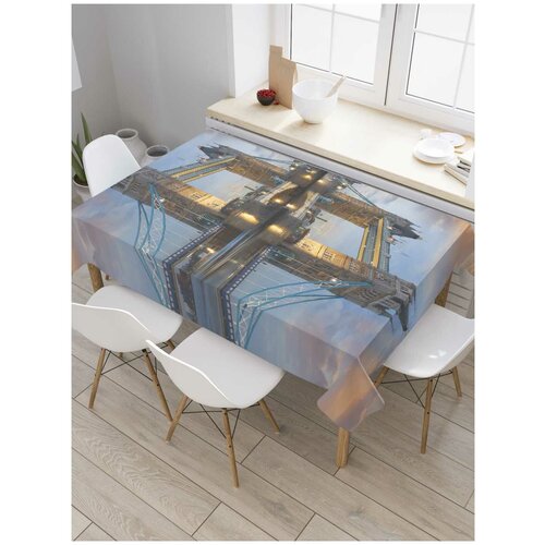Скатерть прямоугольная JoyArty на кухонный стол "Закат на тауэрском мосту" из оксфорда, 180x145 см