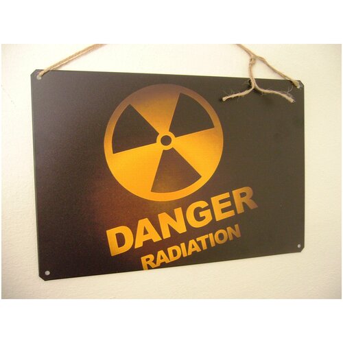 Радиационная опасность, табличка металлическая 20 на 30 см, шнур-подвес в подарок
