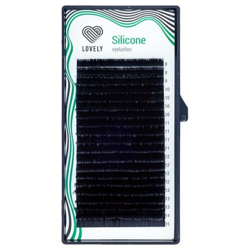LOVELY Черные ресницы для наращивания Silicone mix 0,12 / M / 7-12 mm (20 линий) / Лавли Силикон микс 0.12 М 7-12мм