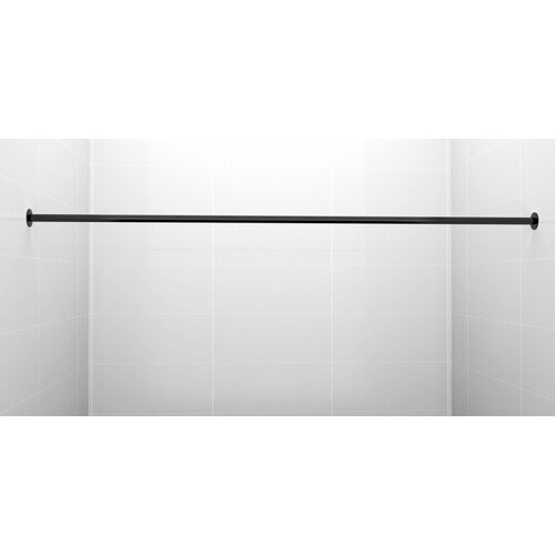 Карниз для ванной 165см (Штанга 20мм) Прямой Усиленный, цельный из нержавейки черного цвета