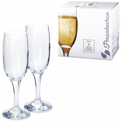 Набор фужеров «Bistro» для шампанского, 6 шт., 190 мл, стекло, PASABAHCE, 44419
