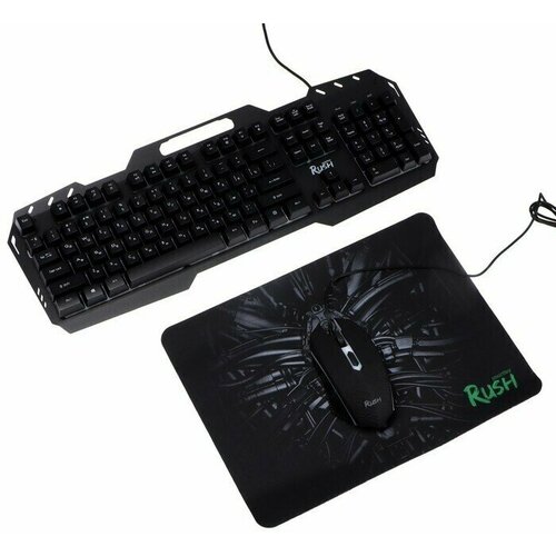 Игровой набор RUSH Citadel 3 в 1, клавиатура+мышь+ковер, проводной, 2400 dpi