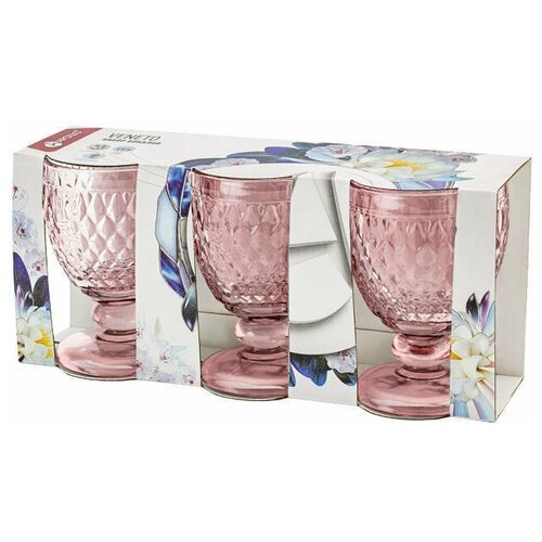 Набор бокалов APOLLO Veneto розовый 3шт 350мл стекло