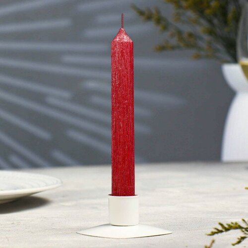 Свеча античная "Винтаж", 17х1,8 см, лакированная красная
