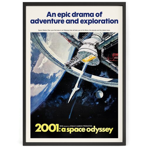 Плакат на стену Космическая одиссея Стэнли Кубрика - 2001: A Space Odyssey 70 x 50 см в тубусе