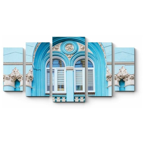Модульная картина Голубой фасад с лепниной140x77