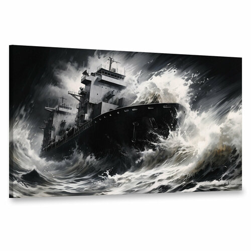 Интерьерная картина 100х60 "Корабль в волнах"