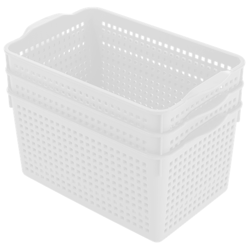 Корзина для хранения Лофт 5,3л, набор 3 шт / контейнер / хозяйственная коробка, цвет белый