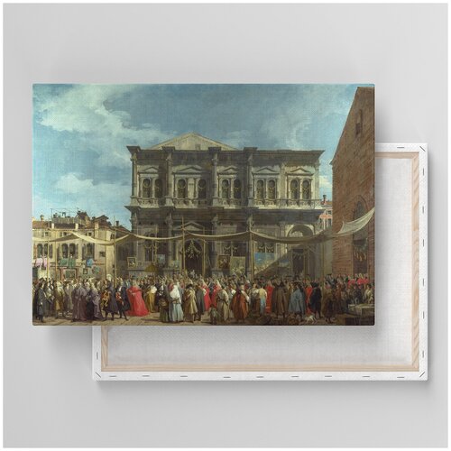 Картина на холсте с подрамником / Canaletto - The Doge Visiting the Church and Scuola di San Rocco / Каналетто