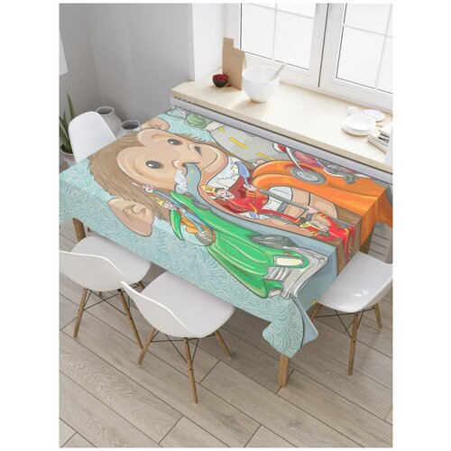 Скатерть прямоугольная JoyArty на кухонный стол "Гигиенические процедуры" из оксфорда, 120x145 см