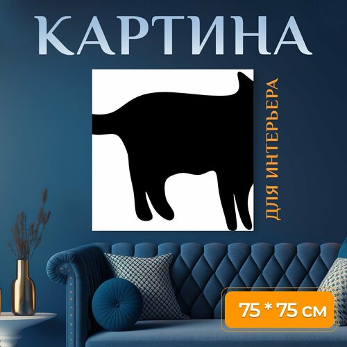 Картина на холсте "Кошка, котенок, животное" на подрамнике 75х75 см. для интерьера