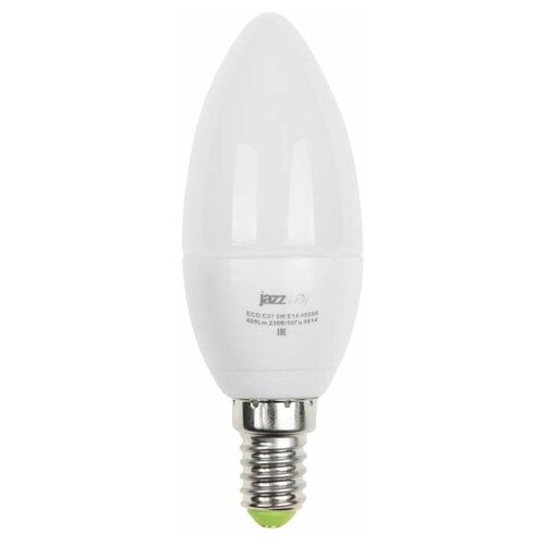 Лампа светодиодная PLED-ECO-C37 5Вт свеча 4000К бел. E14 400лм 220-240В JazzWay 1036865A (70шт. в упак.)