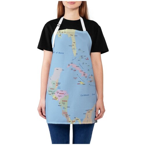 Фартук женский JoyArty для готовки "Карибское море на карте", универсальный размер