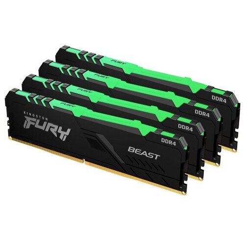 Оперативная память Kingston DDR4 32Gb (4x8Gb) 2666 MHz pc-21300 FURY Beast Black RGB (KF426C16BBAK4/32)