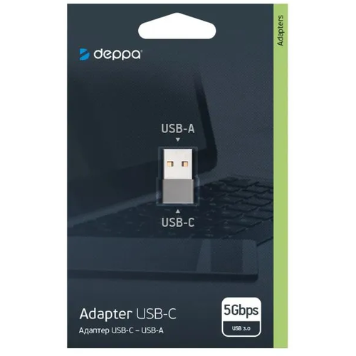 Адаптер Deppa, USB-C To USB-A, графит, 73128