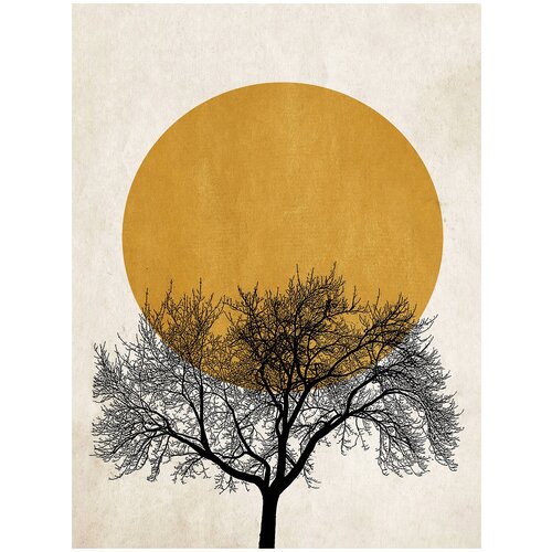 Постер / Плакат / Картина Луна над деревом 40х50 см в подарочном тубусе
