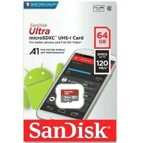 Карта памяти SanDisk Ultra MicroSDXC 64Gb UHS-I без адаптера (10 класс)