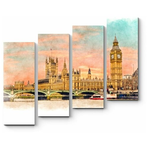 Модульная картина Закат над Лондоном100x86