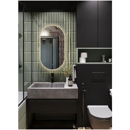 Зеркало для ванной Kapsula 90*50 овальное "парящее" с тёплой LED-подсветкой