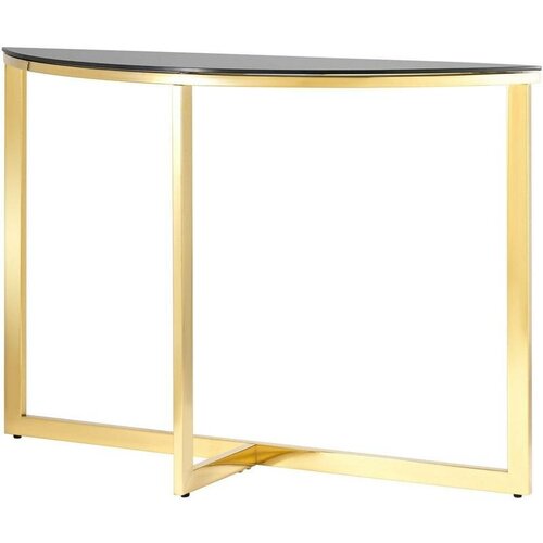Мебель Stool Group Консоль полукруглая альба 115*30 золото стекло черное, дизайнерские 78см. 115см. 30см.