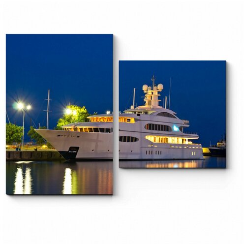 Модульная картина Красавица-яхта в ночном порту 60x45