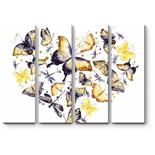 Модульная картина Винтажные бабочки 130x98