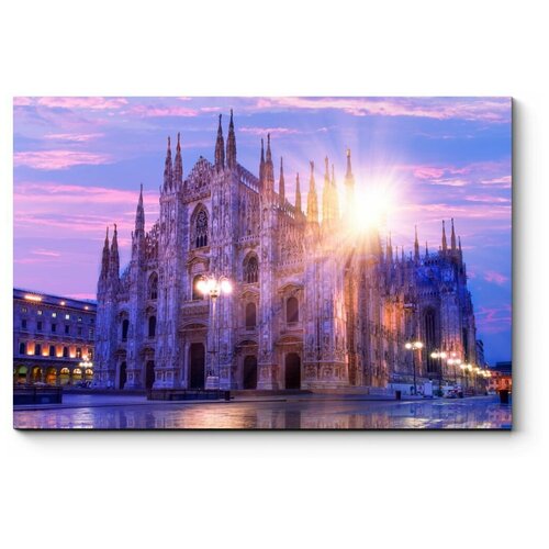 Модульная картина Миланский собор в лучах закатного солнца 140x93
