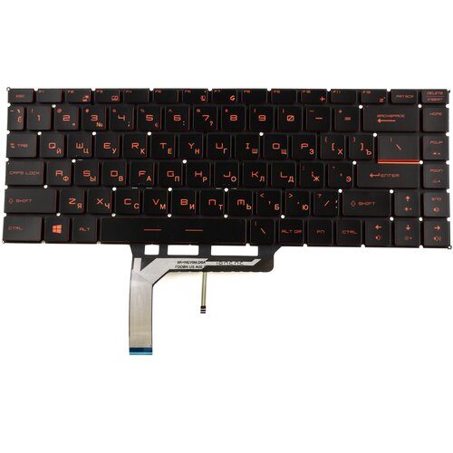 Клавиатура для MSI GS65 GS65VR c подсветкой красные буквы p/n: NSK-FDABNб, 9Z. NEVBN. A0R