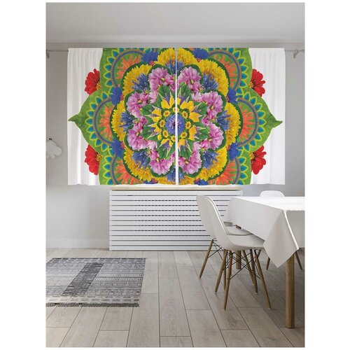 Классические шторы JoyArty "Цветочный фейерверк", серия Oxford DeLux, 2 полотна 145x180 см
