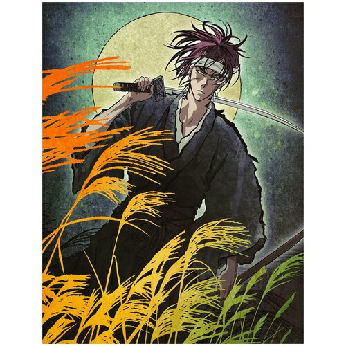 Постер / Плакат / Картина Блич. Рендзи Абараи в пшеничном поле 50х70 см в раме