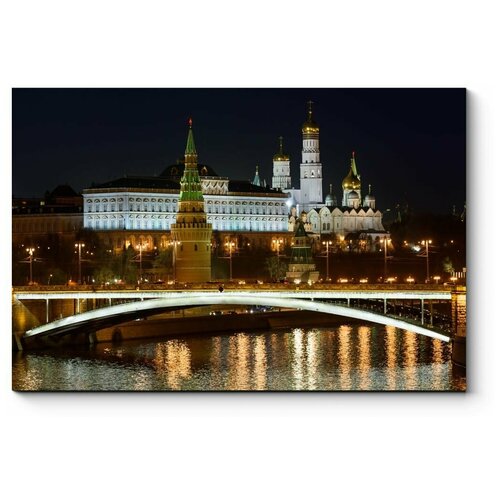 Модульная картина Ночный Кремль в отражении Москвы-реки 70x47