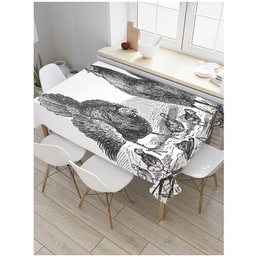 Скатерть прямоугольная JoyArty на кухонный стол "Петушиный круг" из оксфорда, 120x145 см