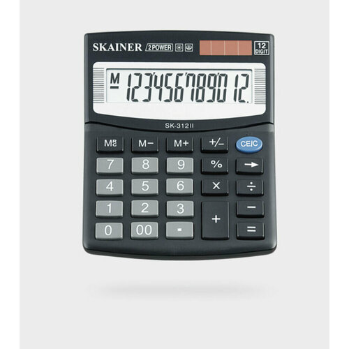 Калькулятор 12 разр. Skainer настольный двойное питание черный (аналог SDC-812)