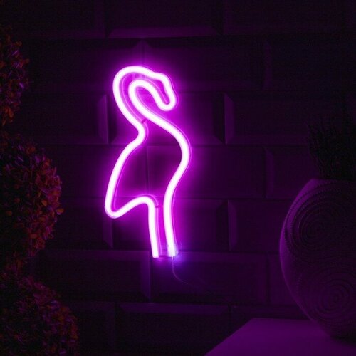 Фигурка светодиодная неоновая «Фламинго» 14.5*28 см, ААх3, USB