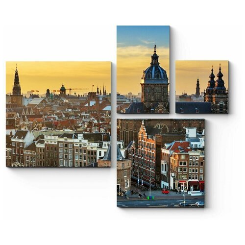Модульная картина Амстердам с высоты птичьего полте 112x93
