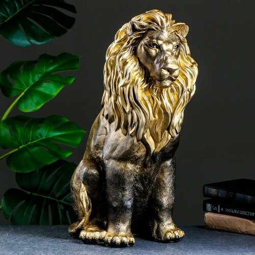 Хорошие сувениры Фигура "Лев сидящий" черное золото